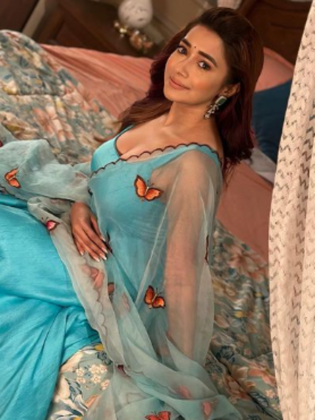 Tina Datta channels her inner butterfly in a blue anarkali